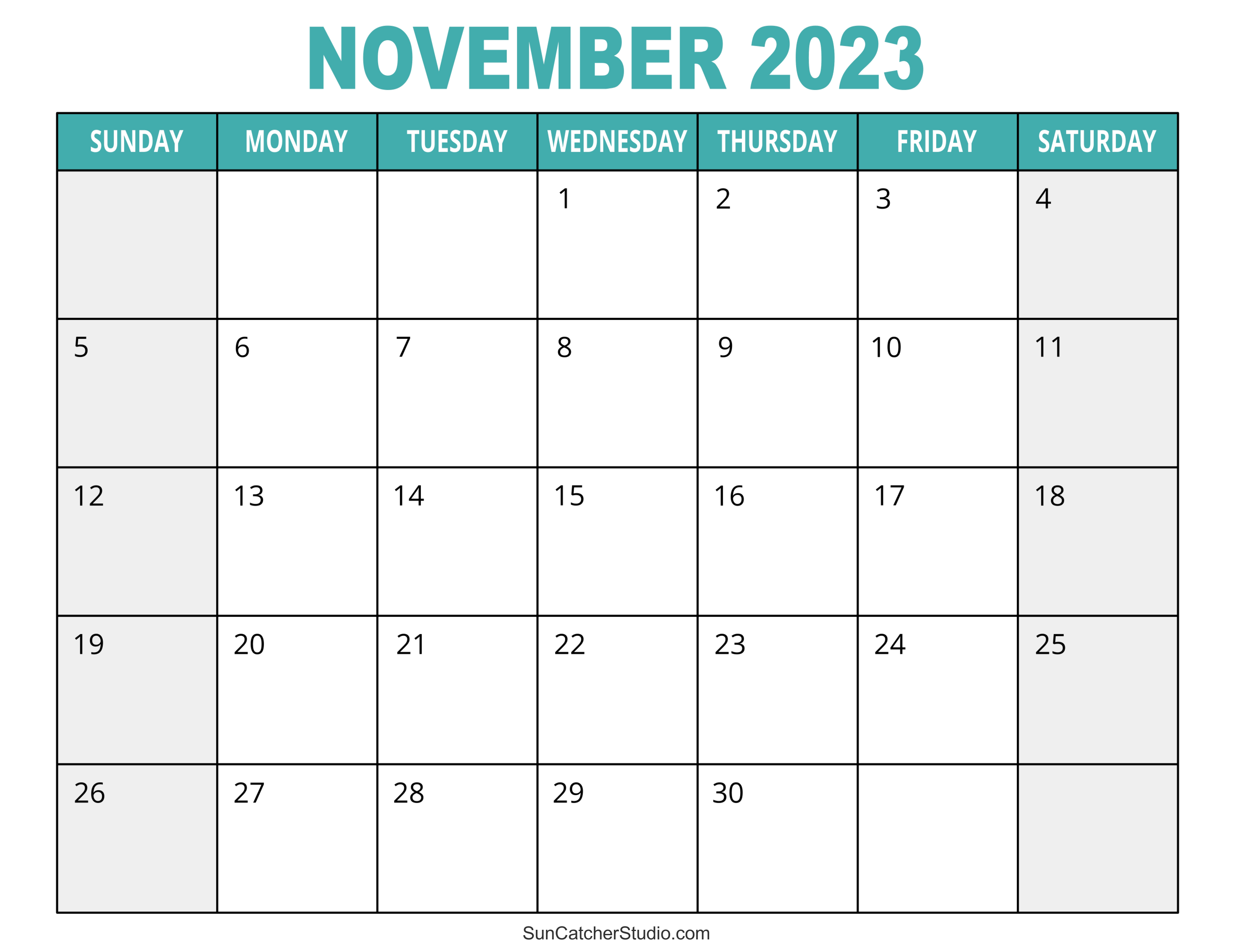 November 2023 Calendar Free Printable DIY Projects Patterns