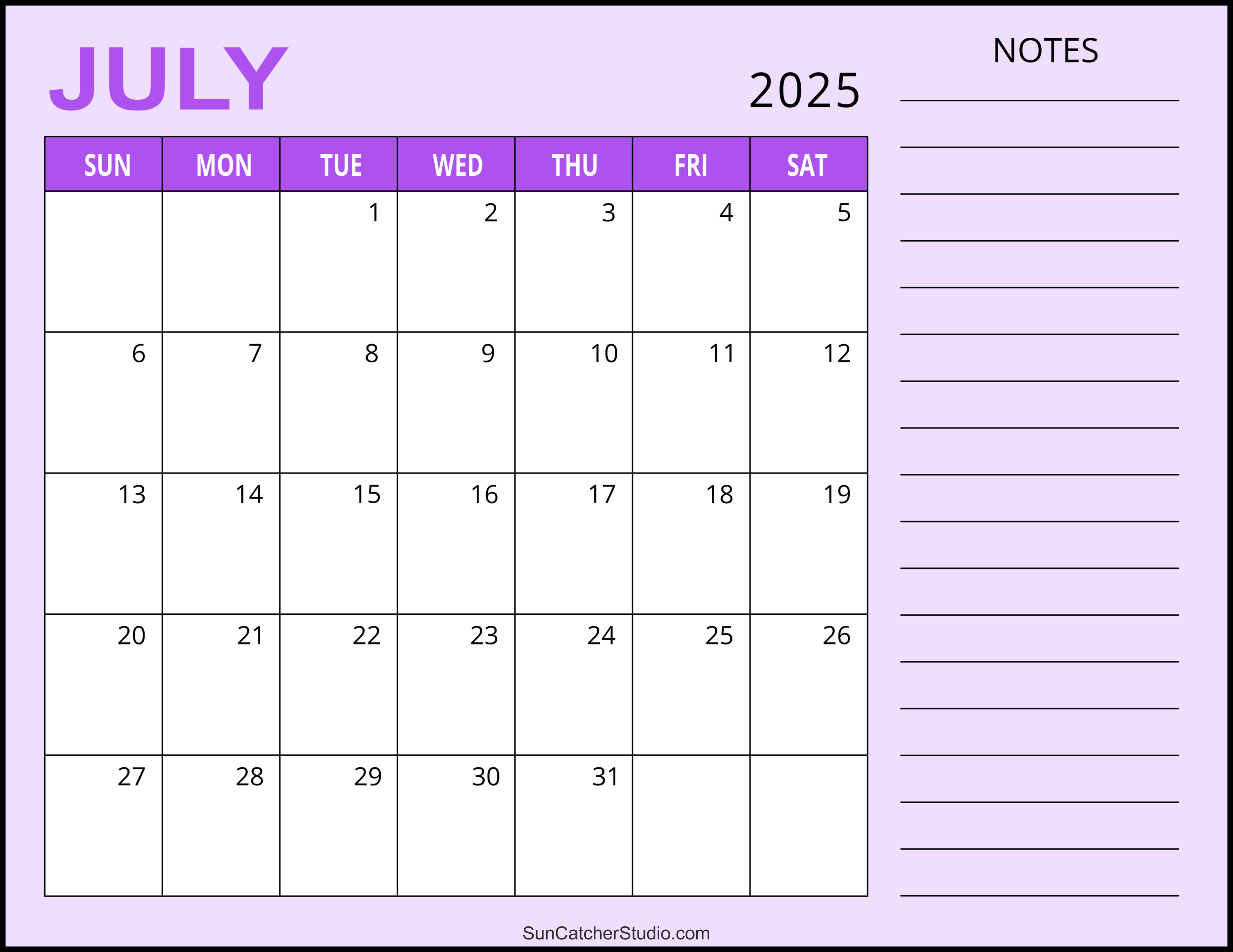 July 2025 Calendar Free Printable DIY Projects Patterns Monograms