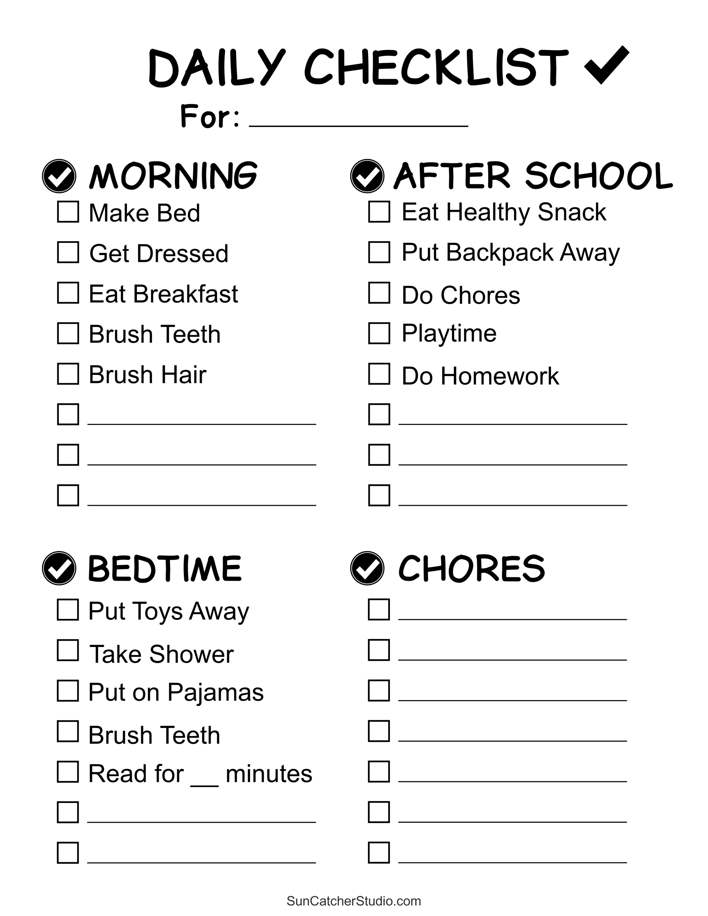 Chore Charts Printable Editable Daily Weekly Templates DIY