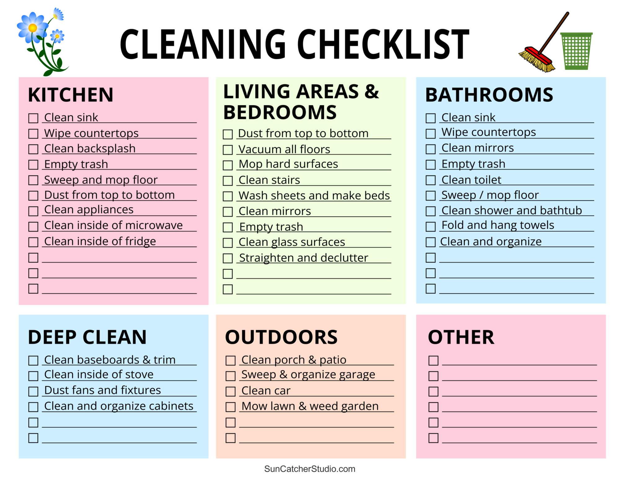 Free Cleaning Checklist By Room Printable Templates