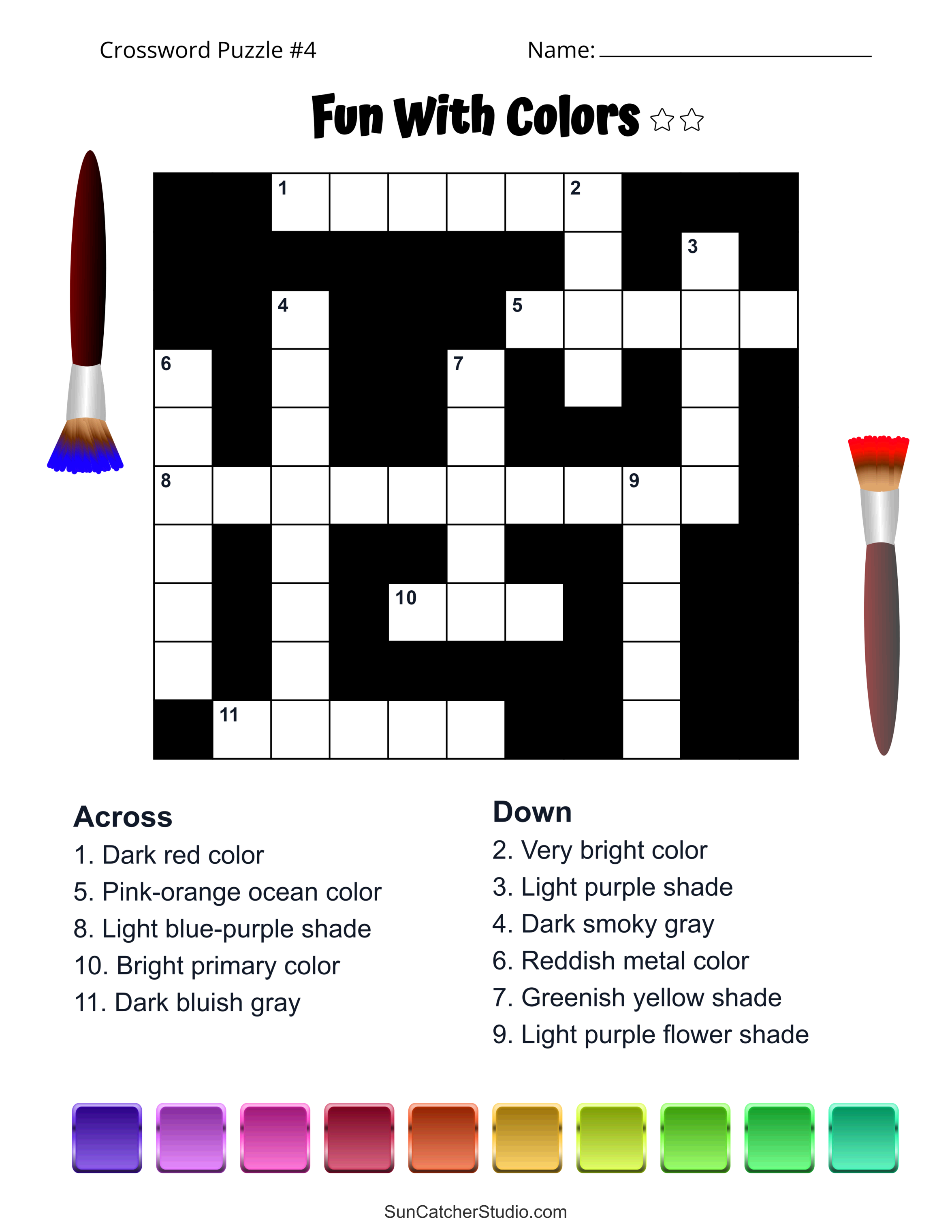 Free Printable Colors Crossword Puzzles (Easy to Hard) – Free ...