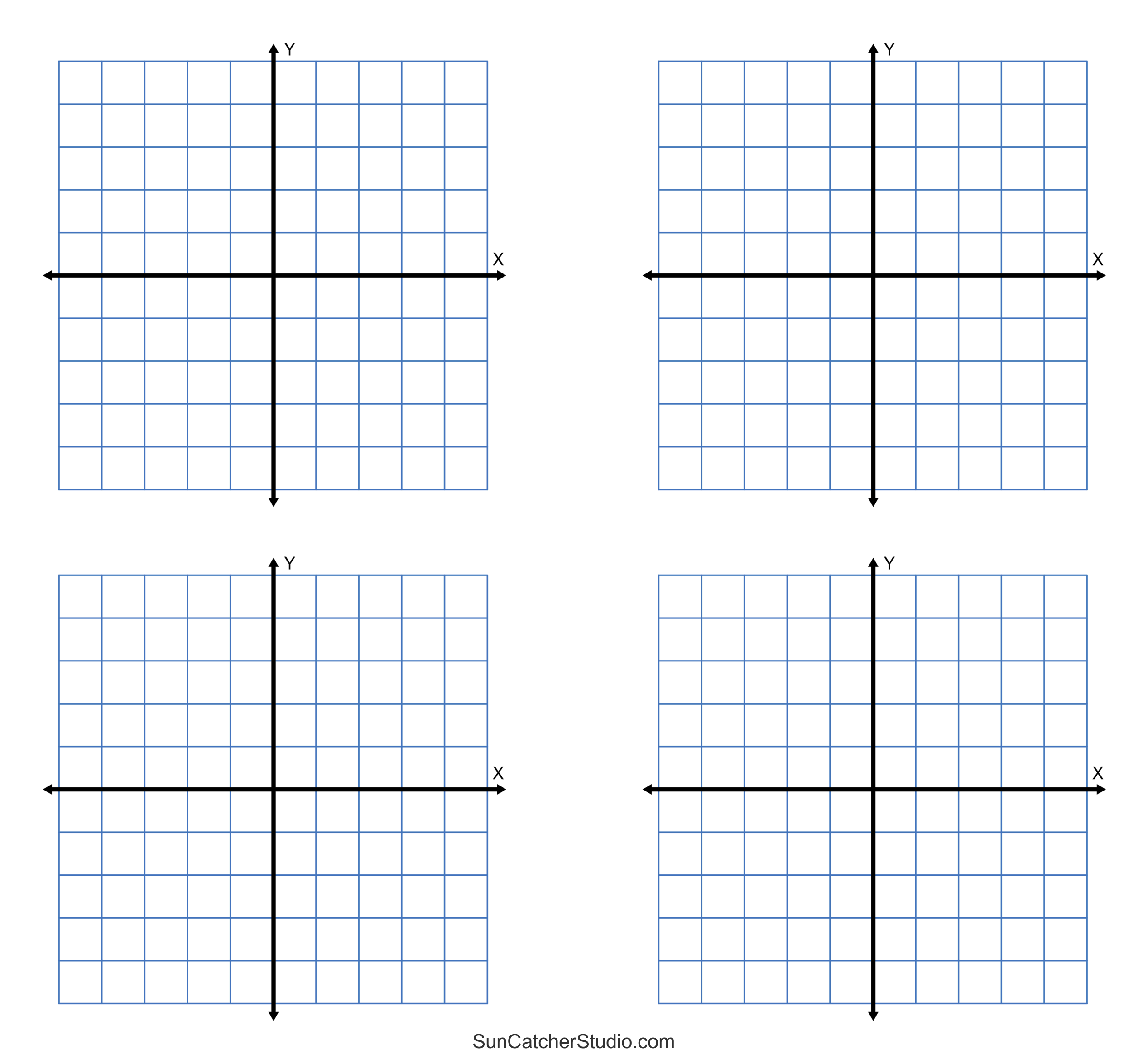 Grid Paper Printable 4 Quadrant Coordinate Graph Paper Templates