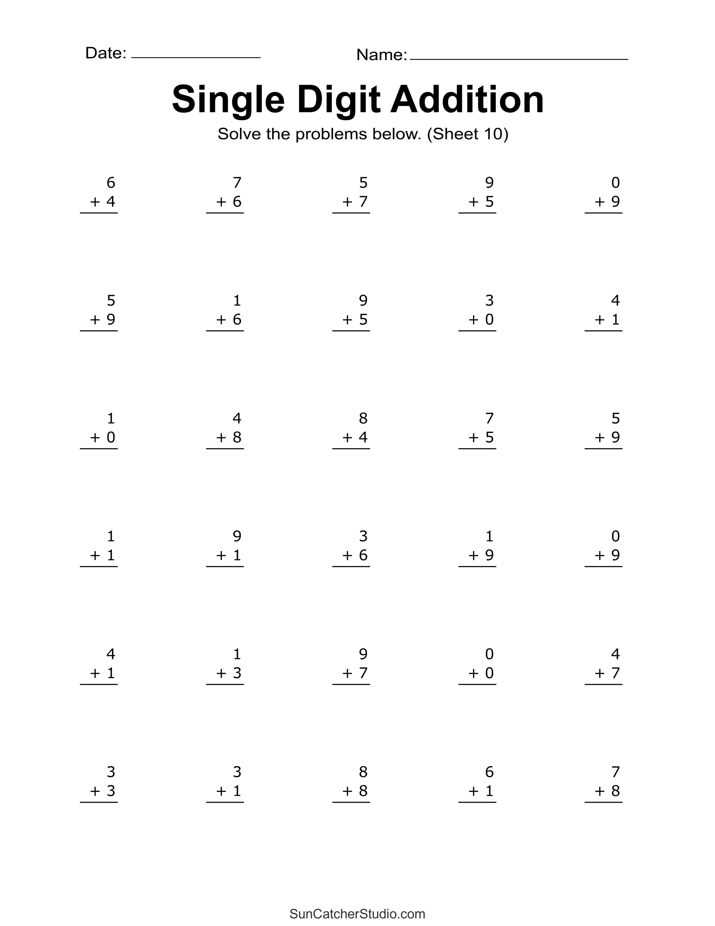 Addition Worksheets Free Printable Easy Math Problems Free