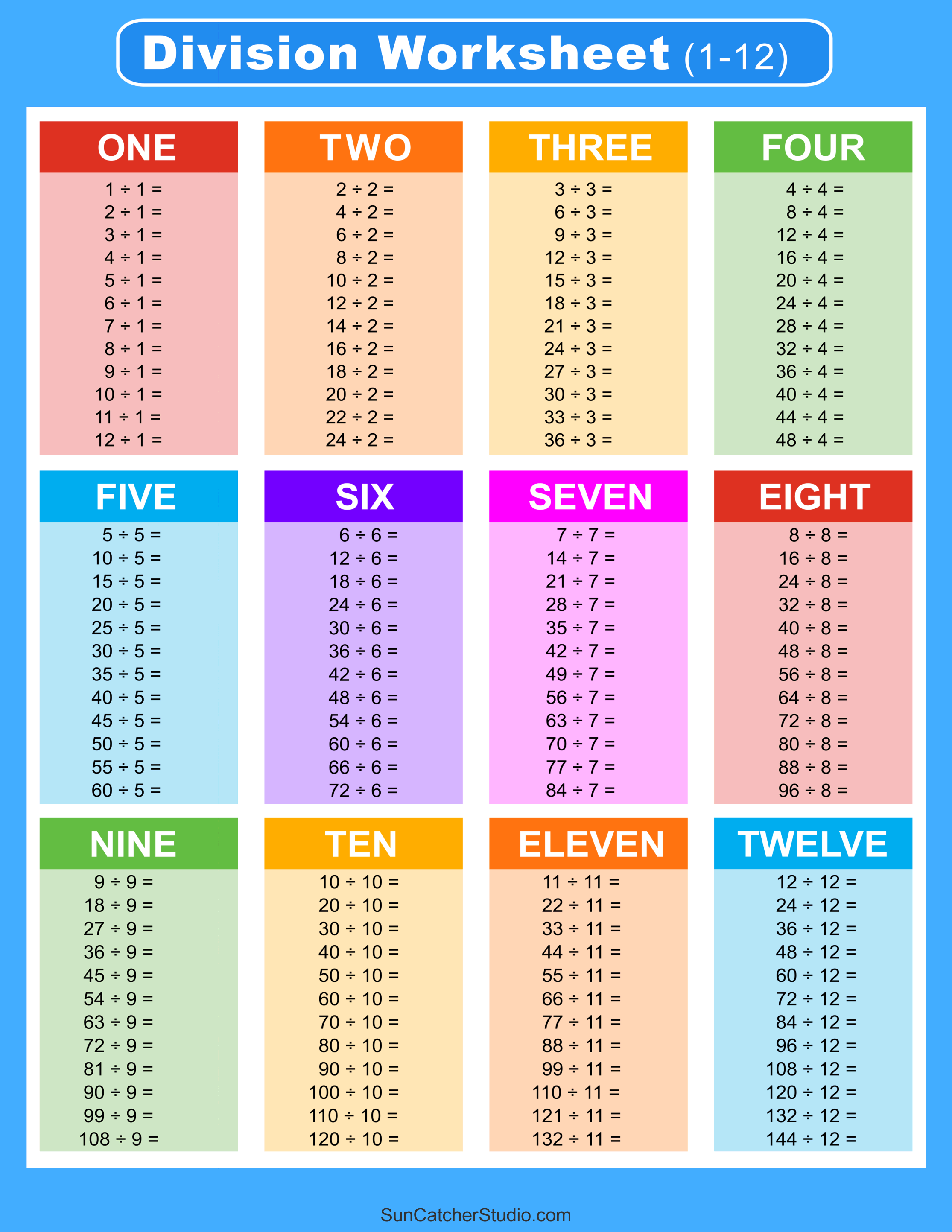 Division Charts And Tables Free Printable PDF Math Worksheets DIY