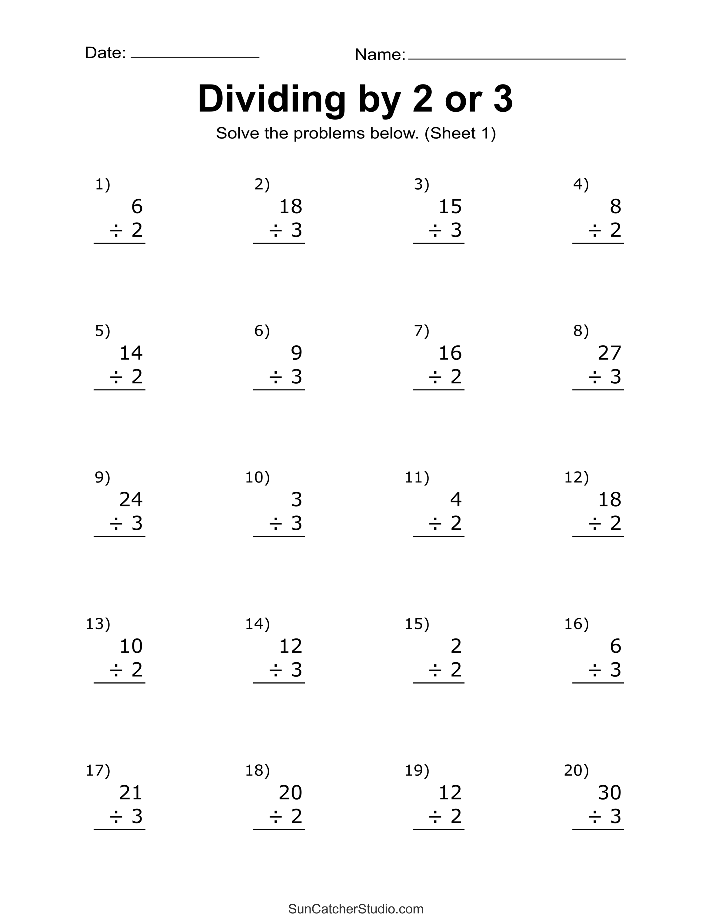 Division Worksheets Problems Free Printable Math Drills DIY