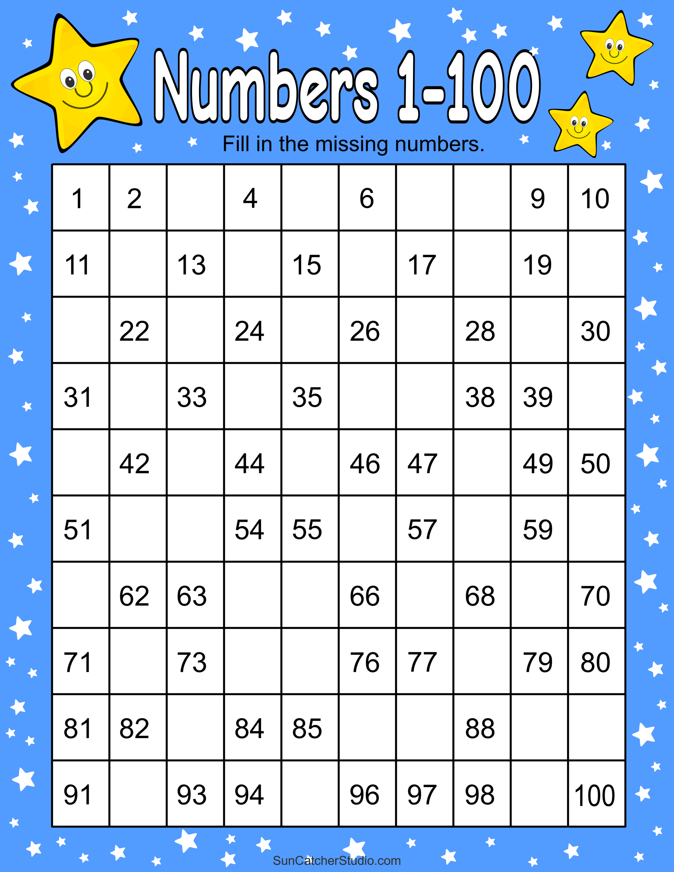 Free Printable Hundreds Charts Numbers 1 To 100 DIY Projects 