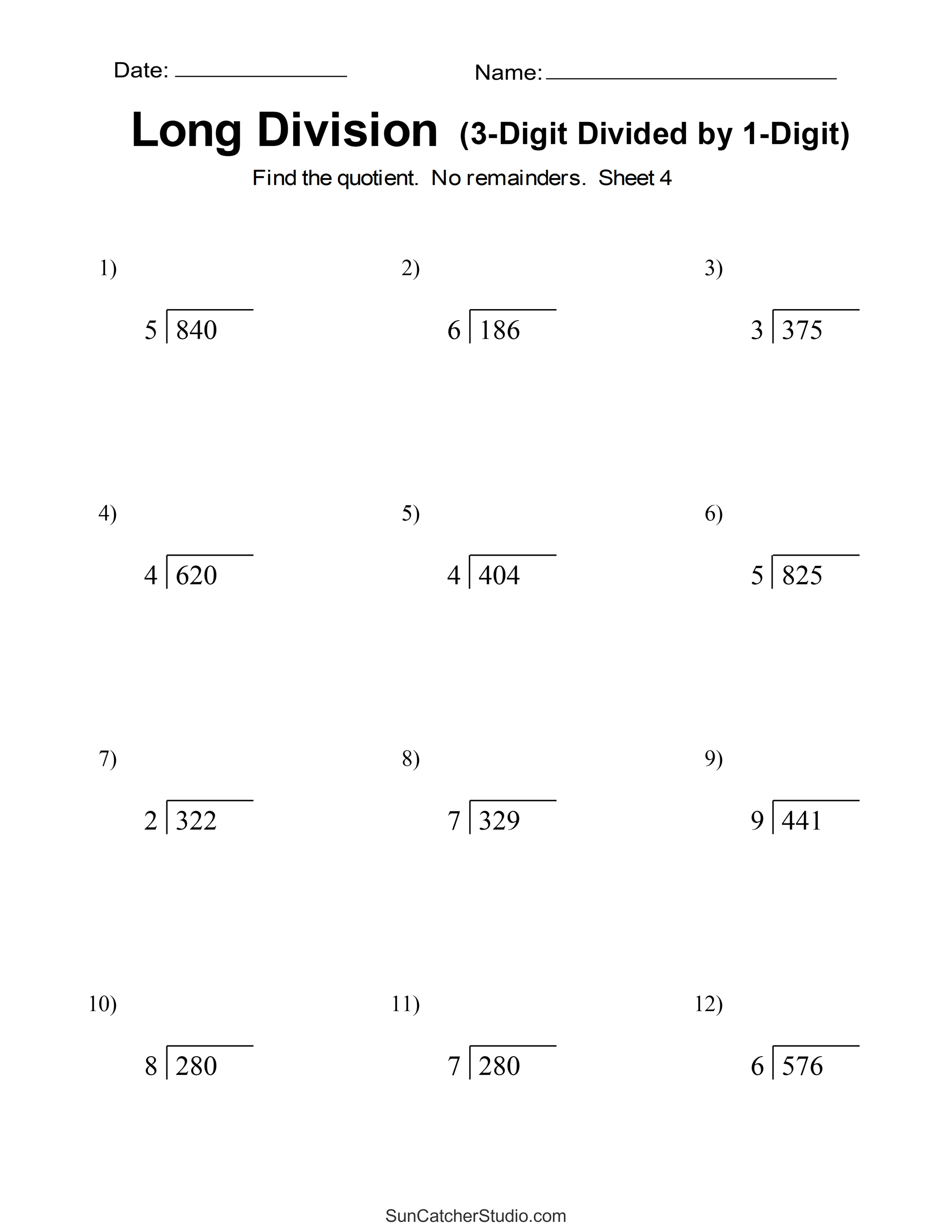 Long Division Worksheets Problems Free Printable Math Drills Free