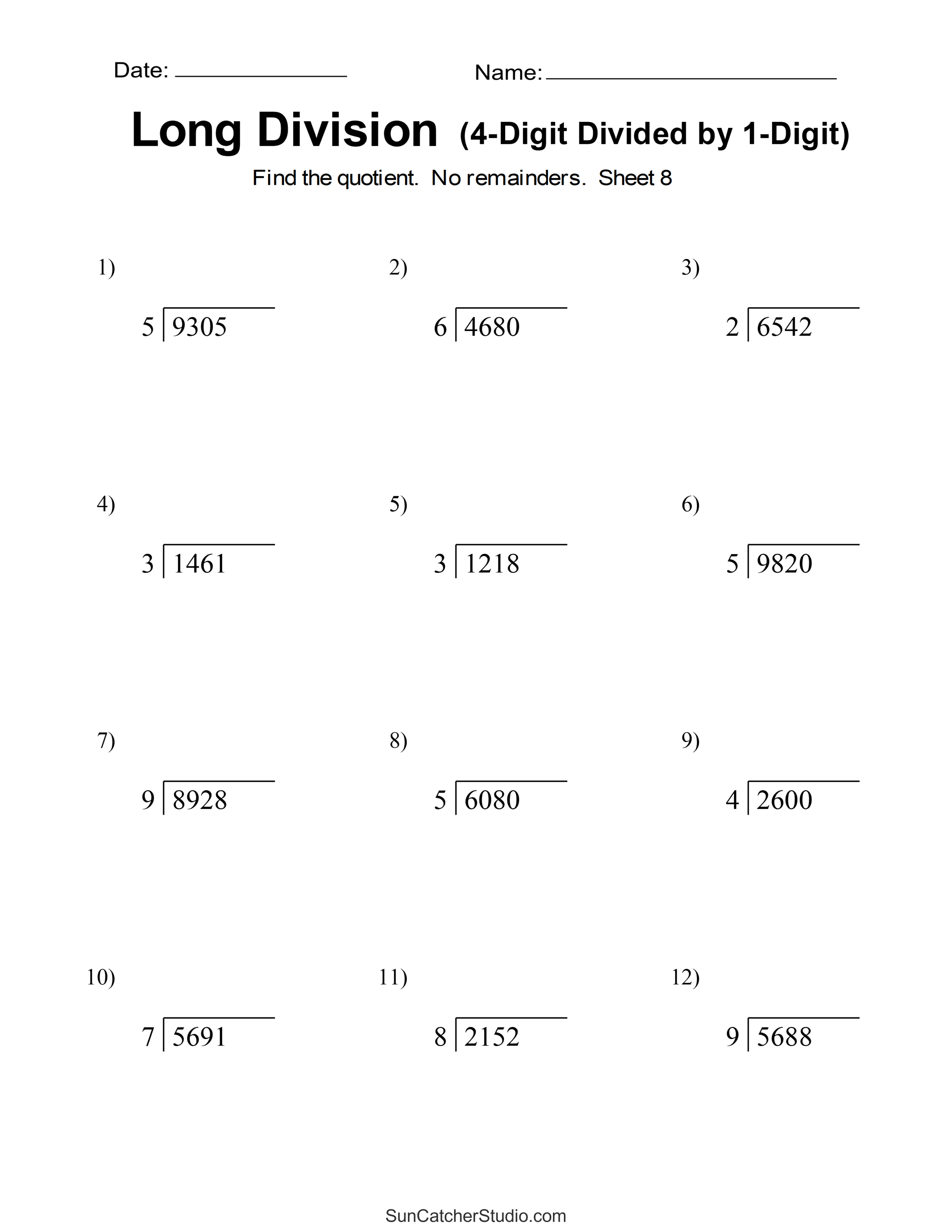 Multiplication And Division Worksheets 5D5