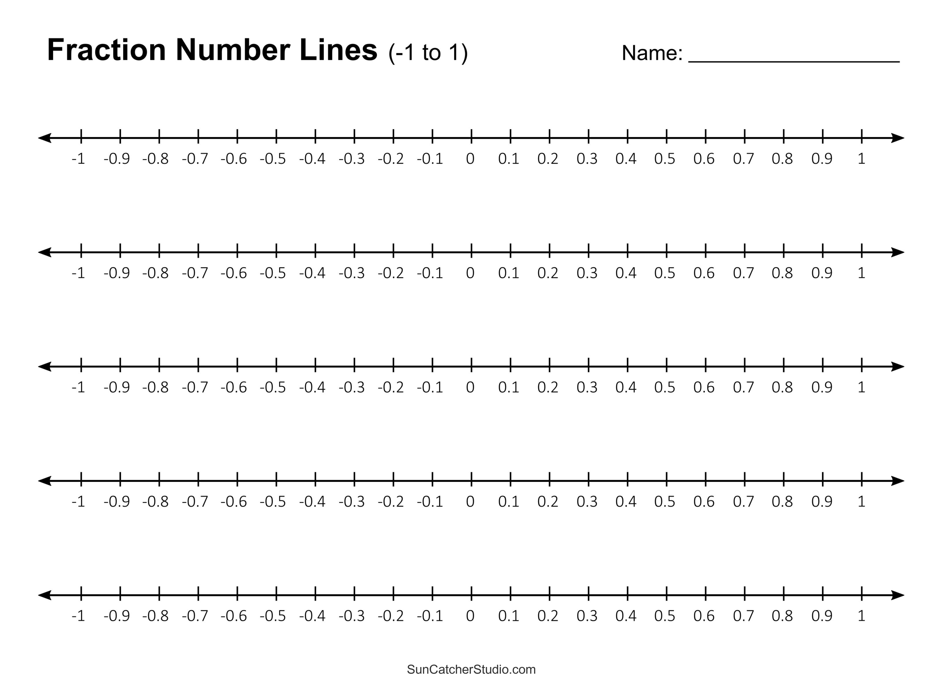 Number Lines Fraction Negative Positive Decimal Blank DIY 