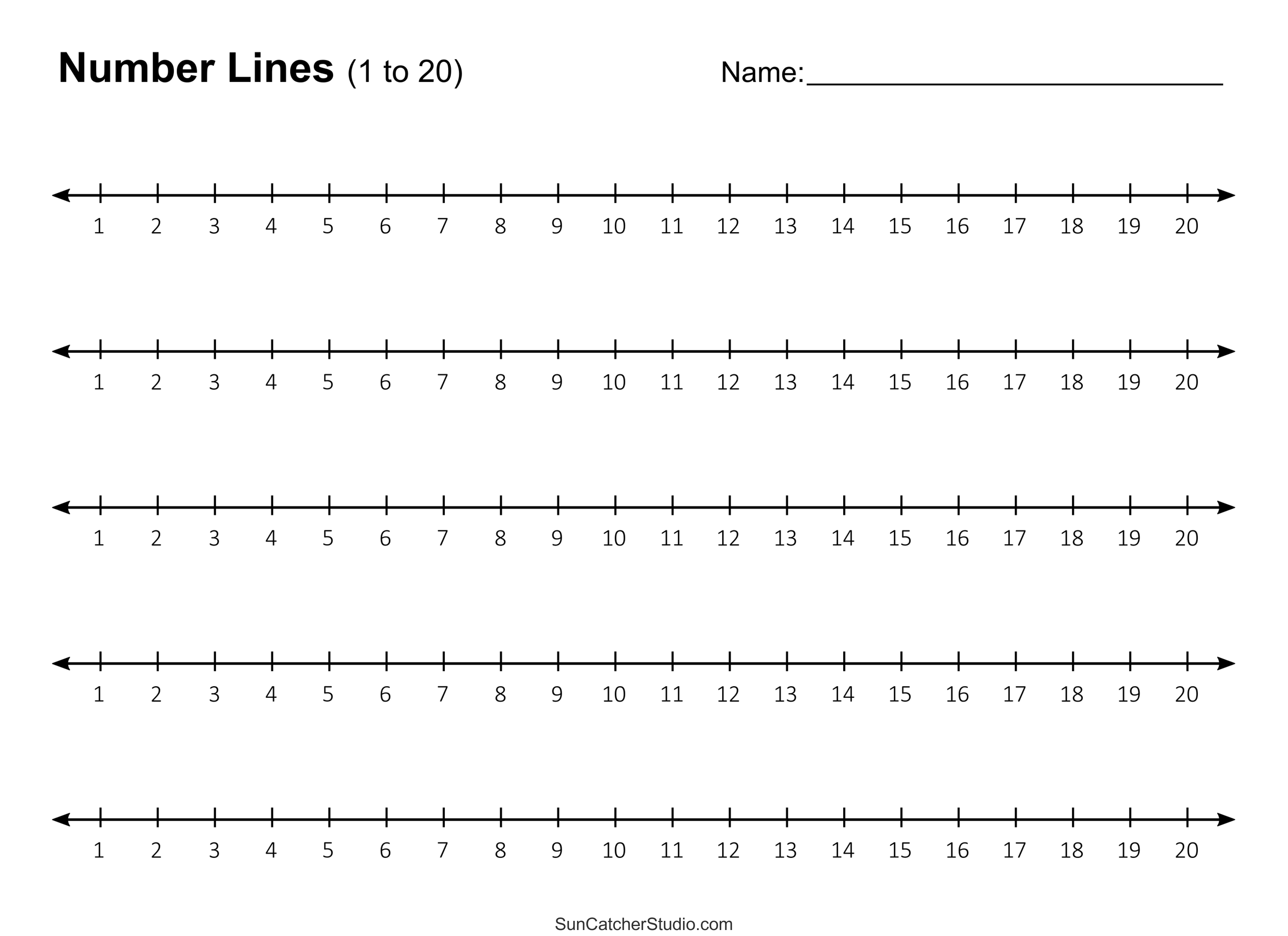 Integers Number Line Printable