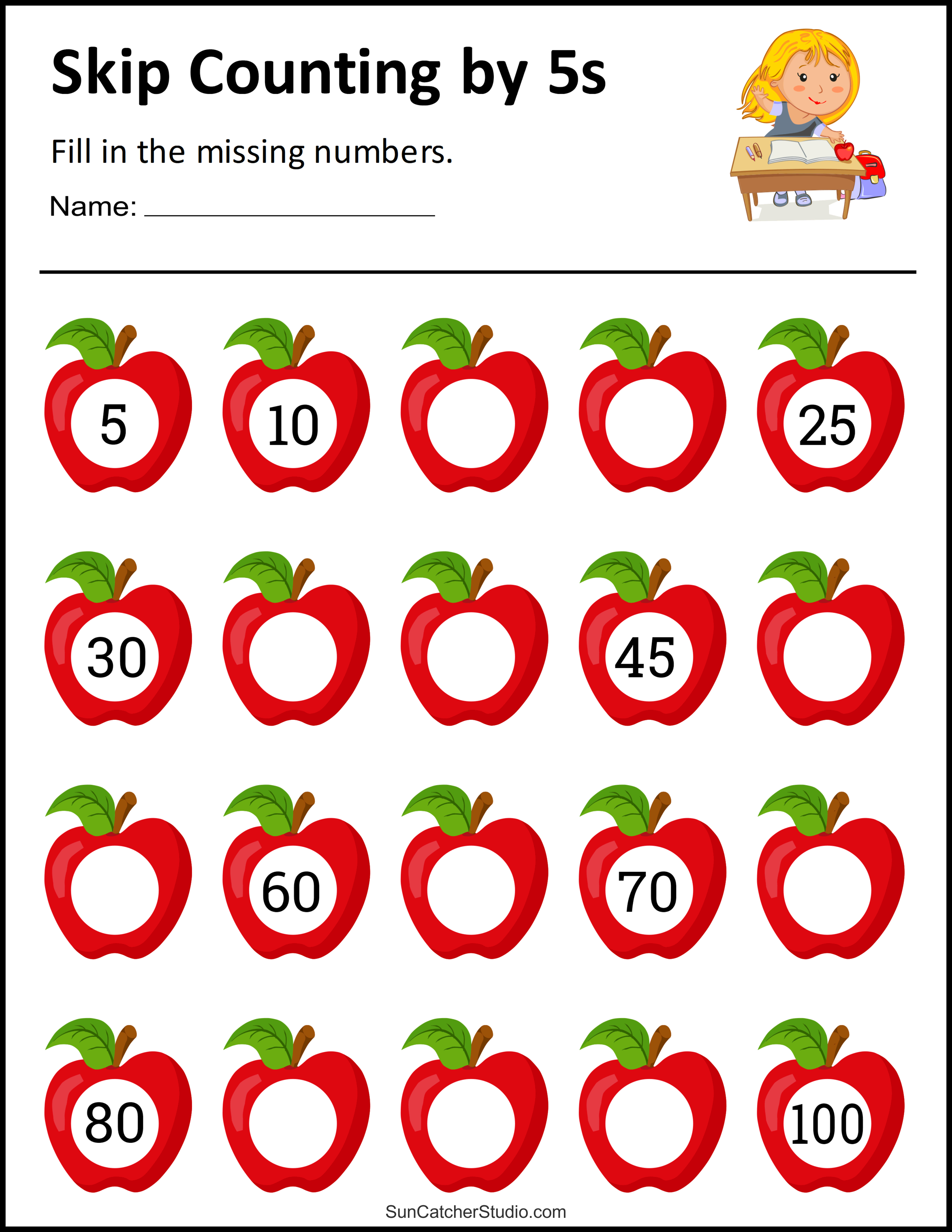 Count By 5 Worksheet Free Count By 5s Worksheets Teach Prints