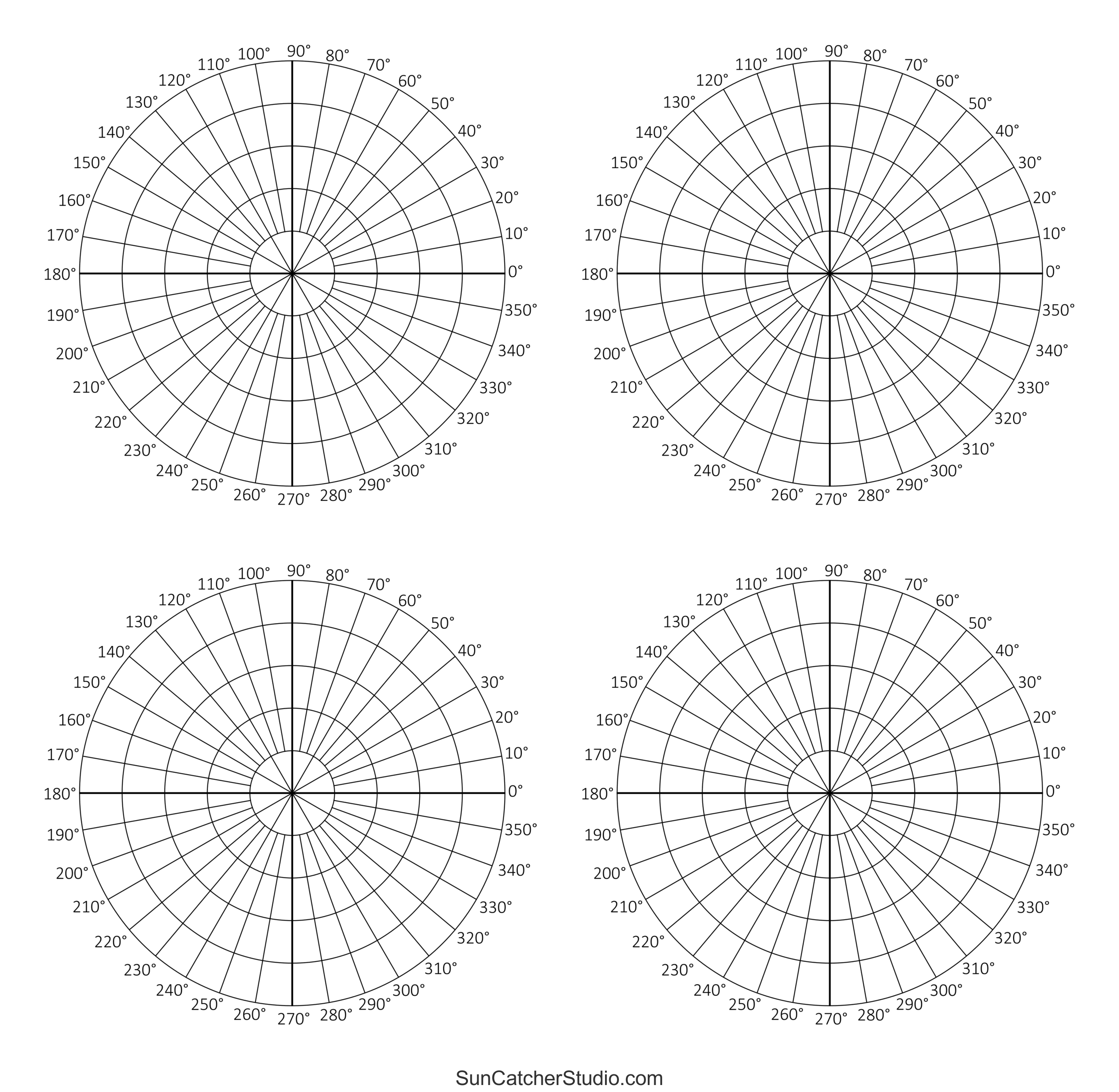 Polar Graph Paper Printable PDF With Radians And Degrees Free